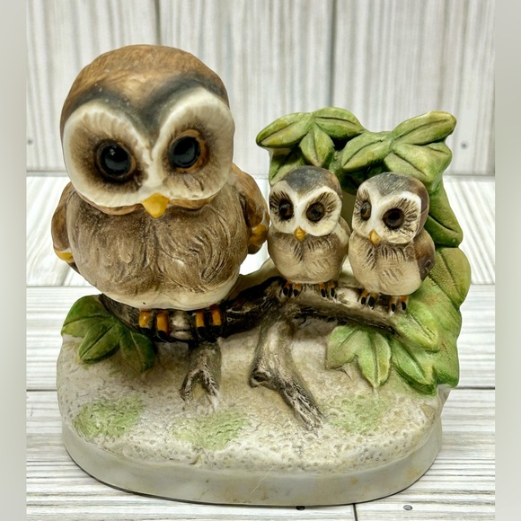 Homco | Accents | Homco Porcelain Owl Owlets Figurine Hand Painted ...